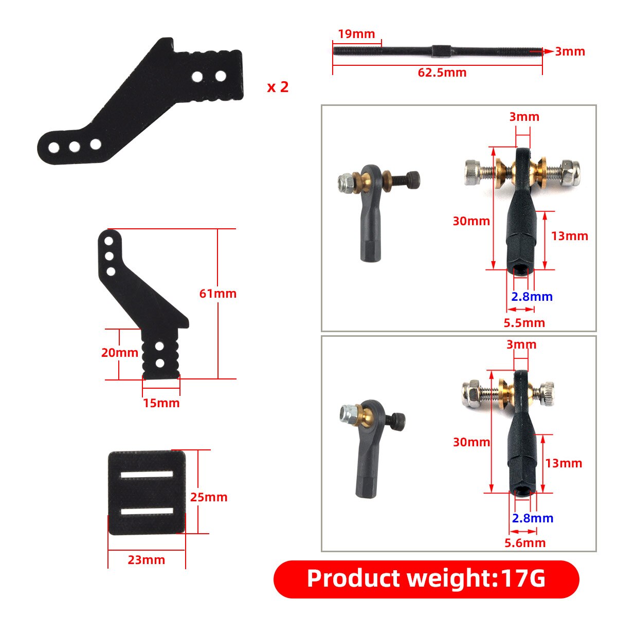1 Set Servo Arm Push-pull Rod Rudder Control Horn with Ball Joint for ...