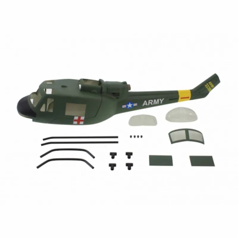 500 Size Bell UH-1A Helicopter Fuselage Shell Glassfiber Scale RC Model ...